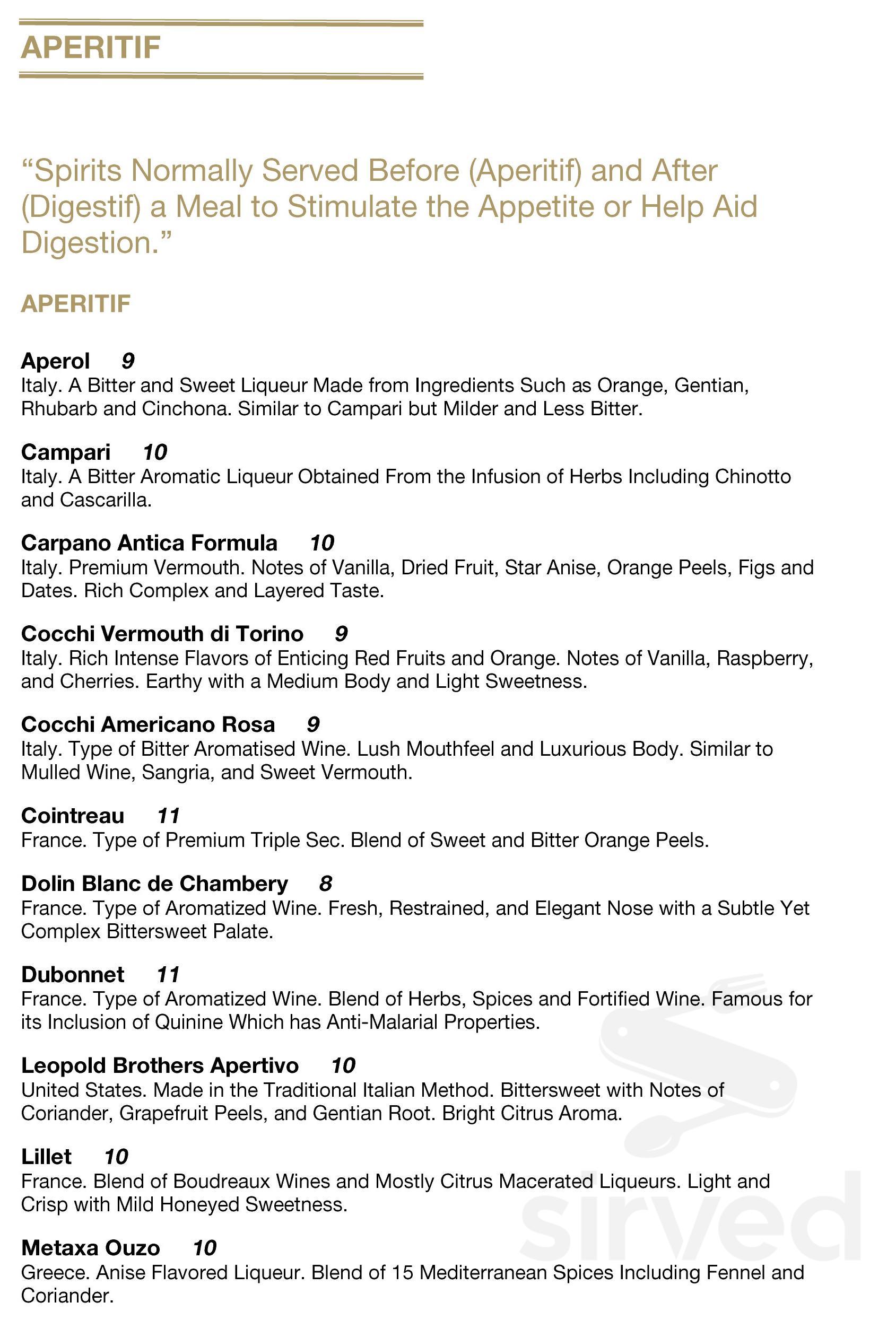 Menu for Dawson's Steakhouse in Sacramento, California, United States