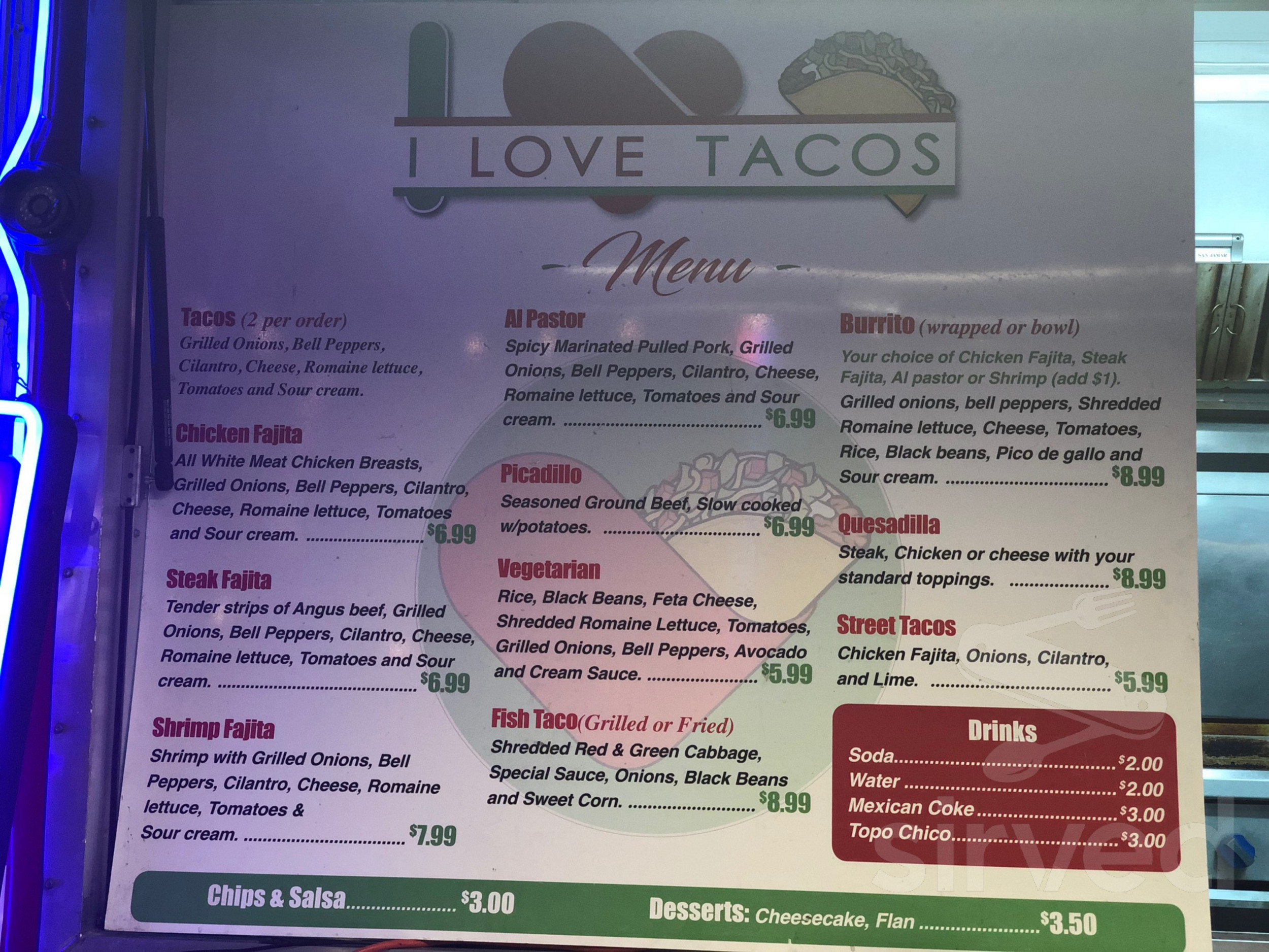 I LOVE TACOS menu in Austin, Texas, USA