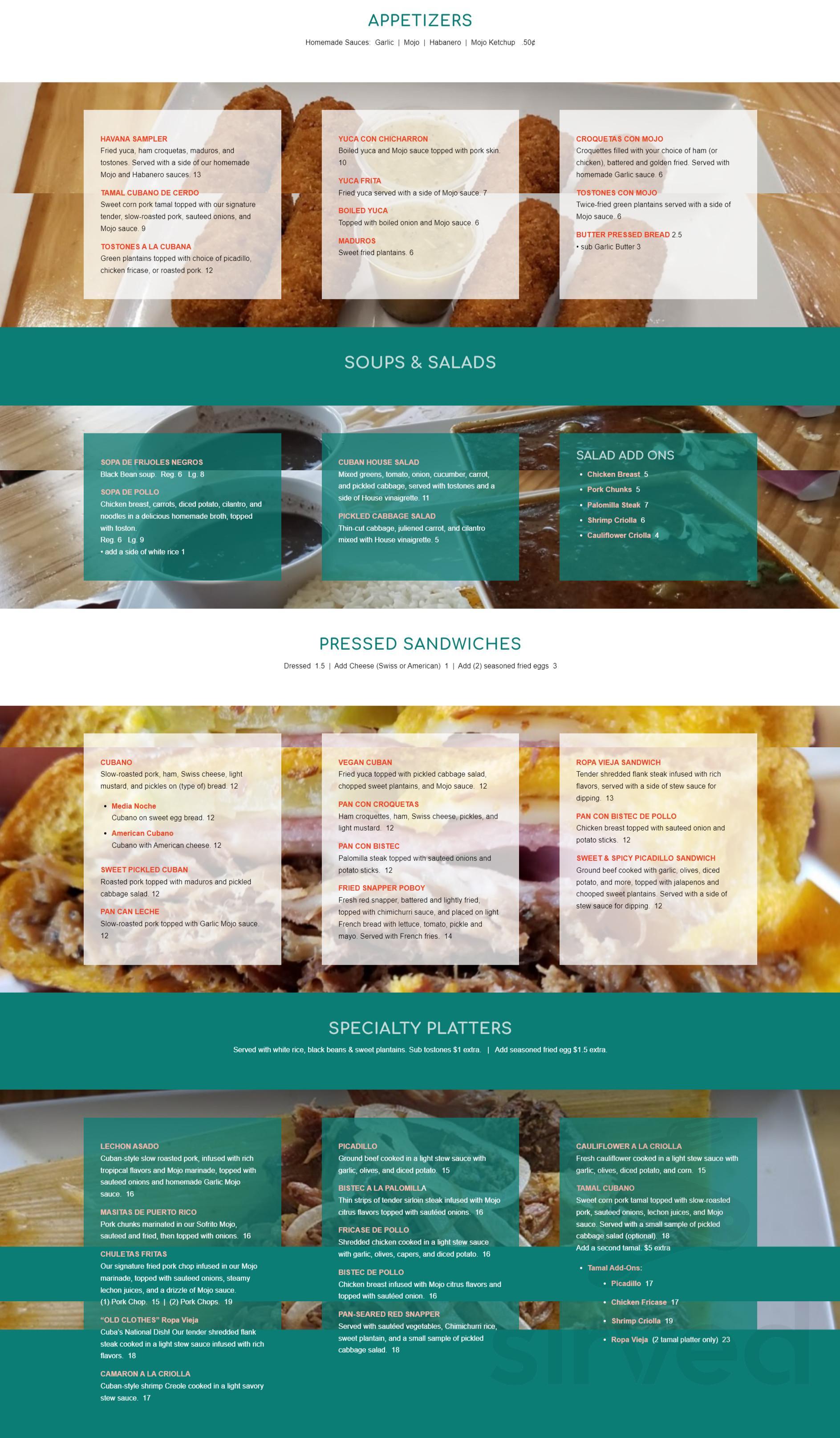 Menu - New Orleans LA's Que Rico! Cuban Cafe | Sirved