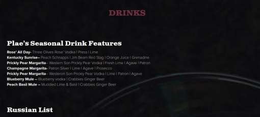 Menu for Plae Bistro in Green Bay, WI | Sirved