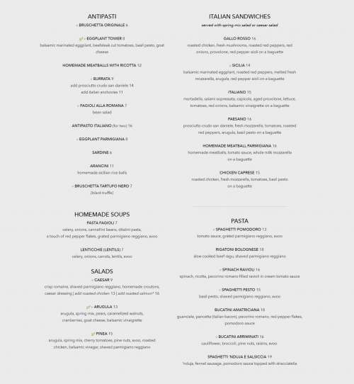 Pizzeria Omaggio menu in Charlotte, North Carolina, USA