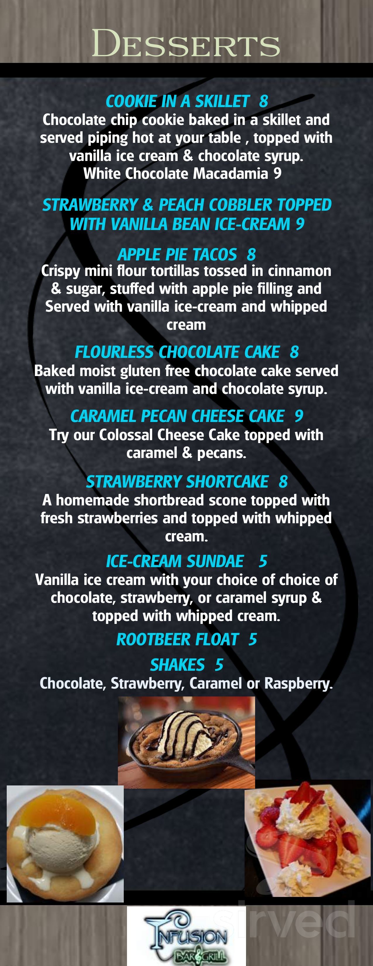 Infusion Bar & Grill menu in Snoqualmie, Washington, USA