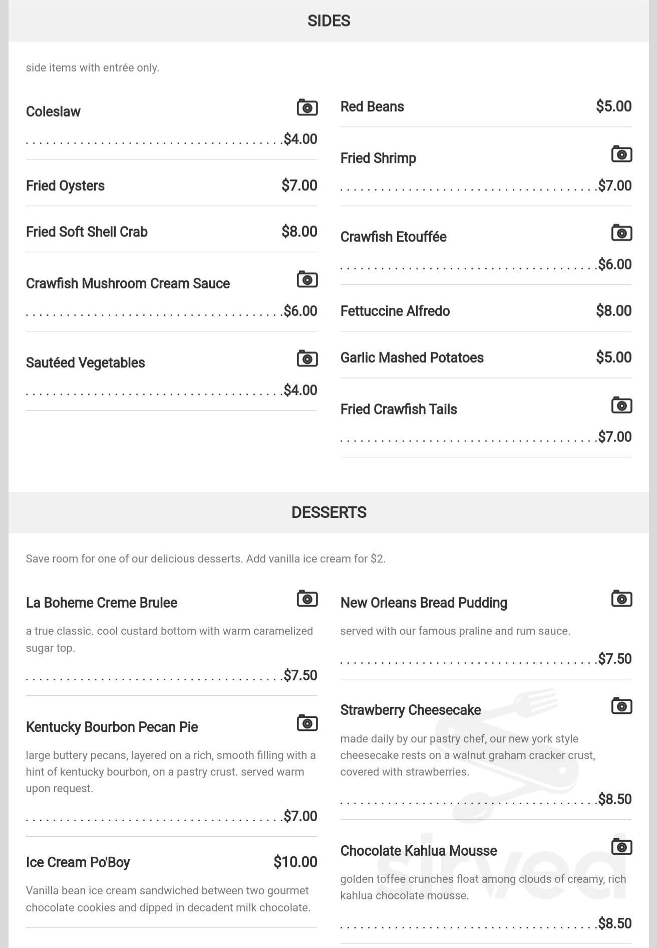 Oceana Grill menu in New Orleans, Louisiana, USA