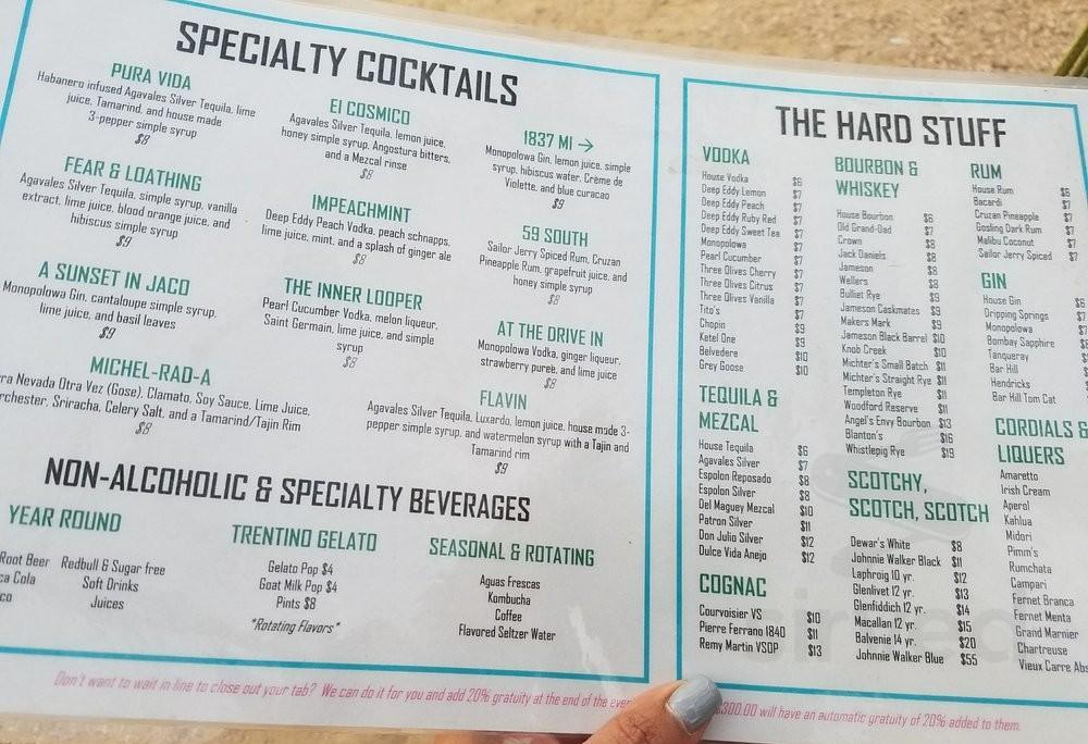 Menu for Axelrad Beer Garden in Houston, Texas, United States