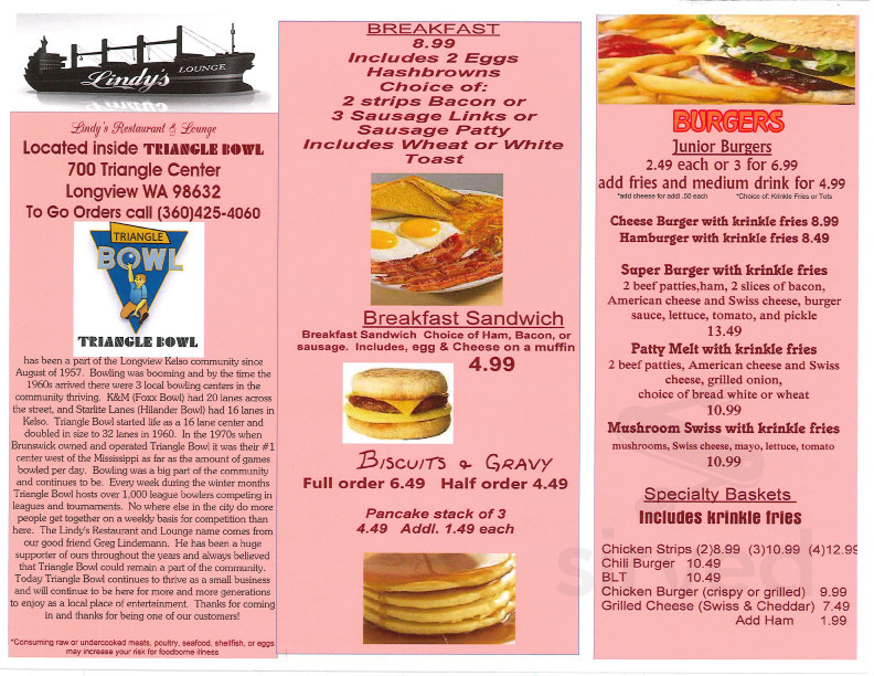 Lindy's Restaurant & Lounge menus in Longview, Washington, United States