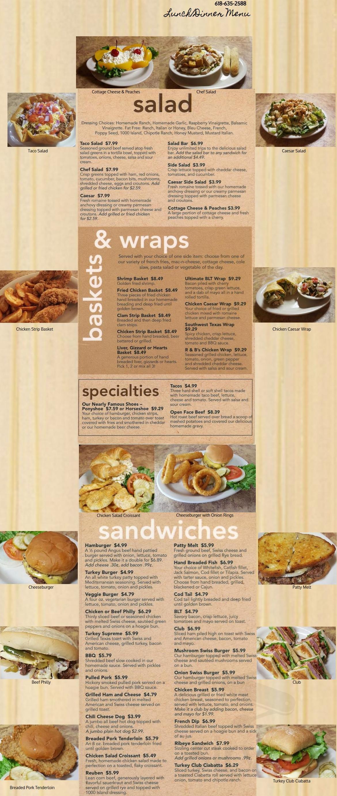 Menu for R & B's Family Restaurant in Staunton, IL | Sirved