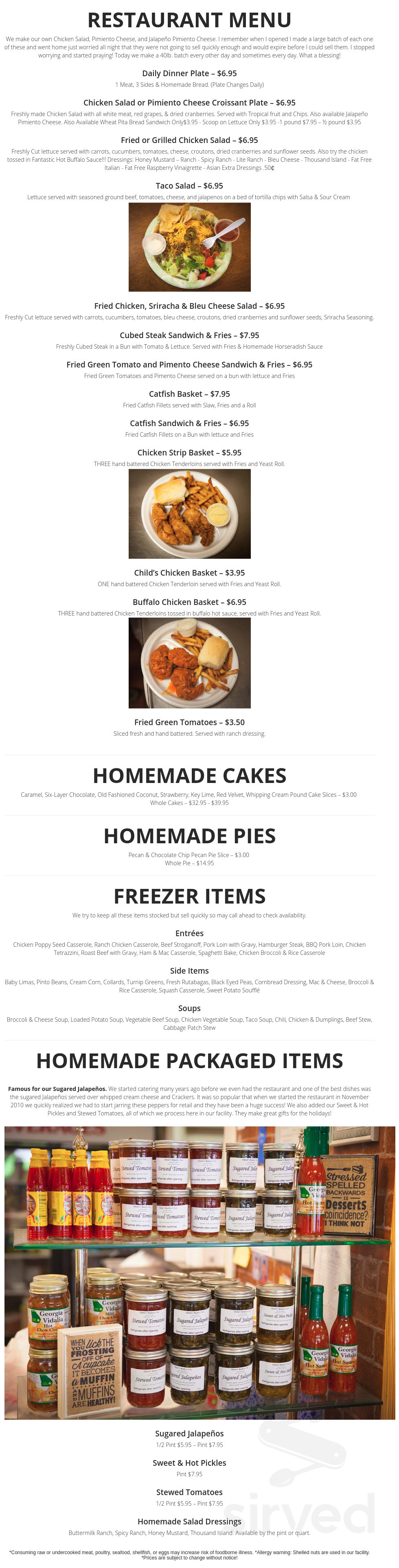 Menu for Dinners Ready By Chad in Warm Springs, GA | Sirved