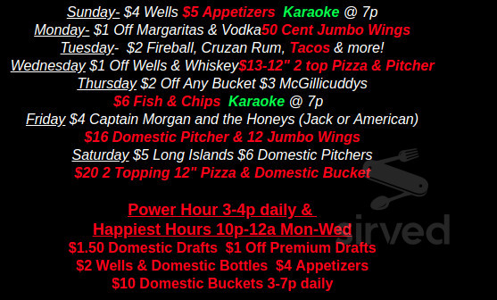 Parrots Bar & Grill menu in St Peters, Missouri, USA