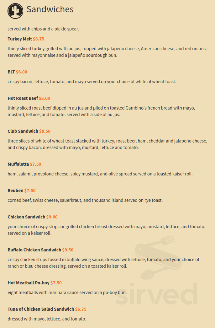 Sundown Tavern menu in Ruston, Louisiana, USA