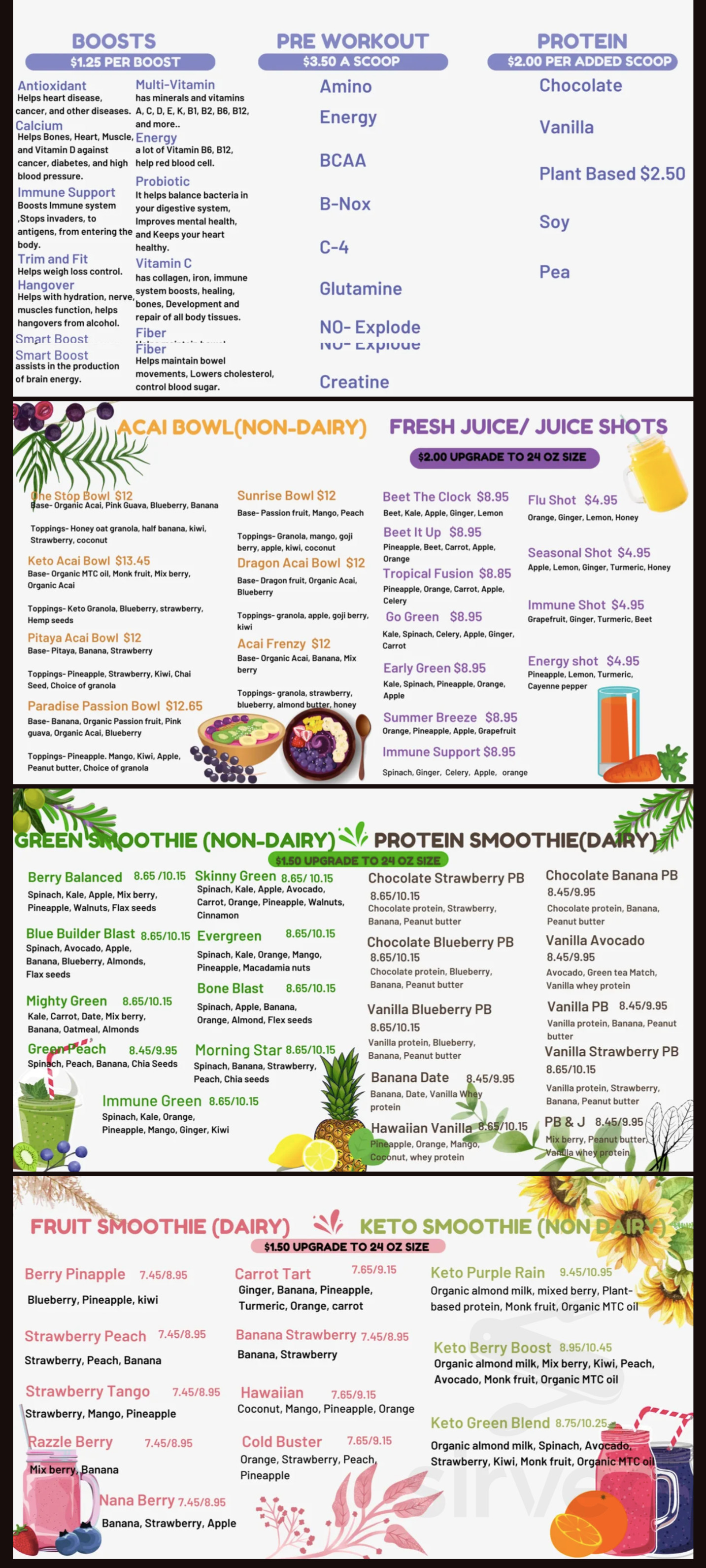 Evergreen Smoothie Fairwood (Inside LA Fitness) menu in Renton ...