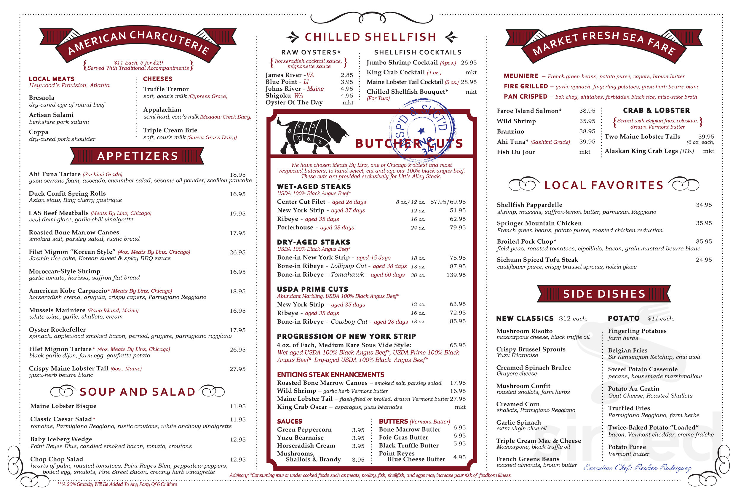 Little Alley Steak menu in Roswell, Georgia, USA