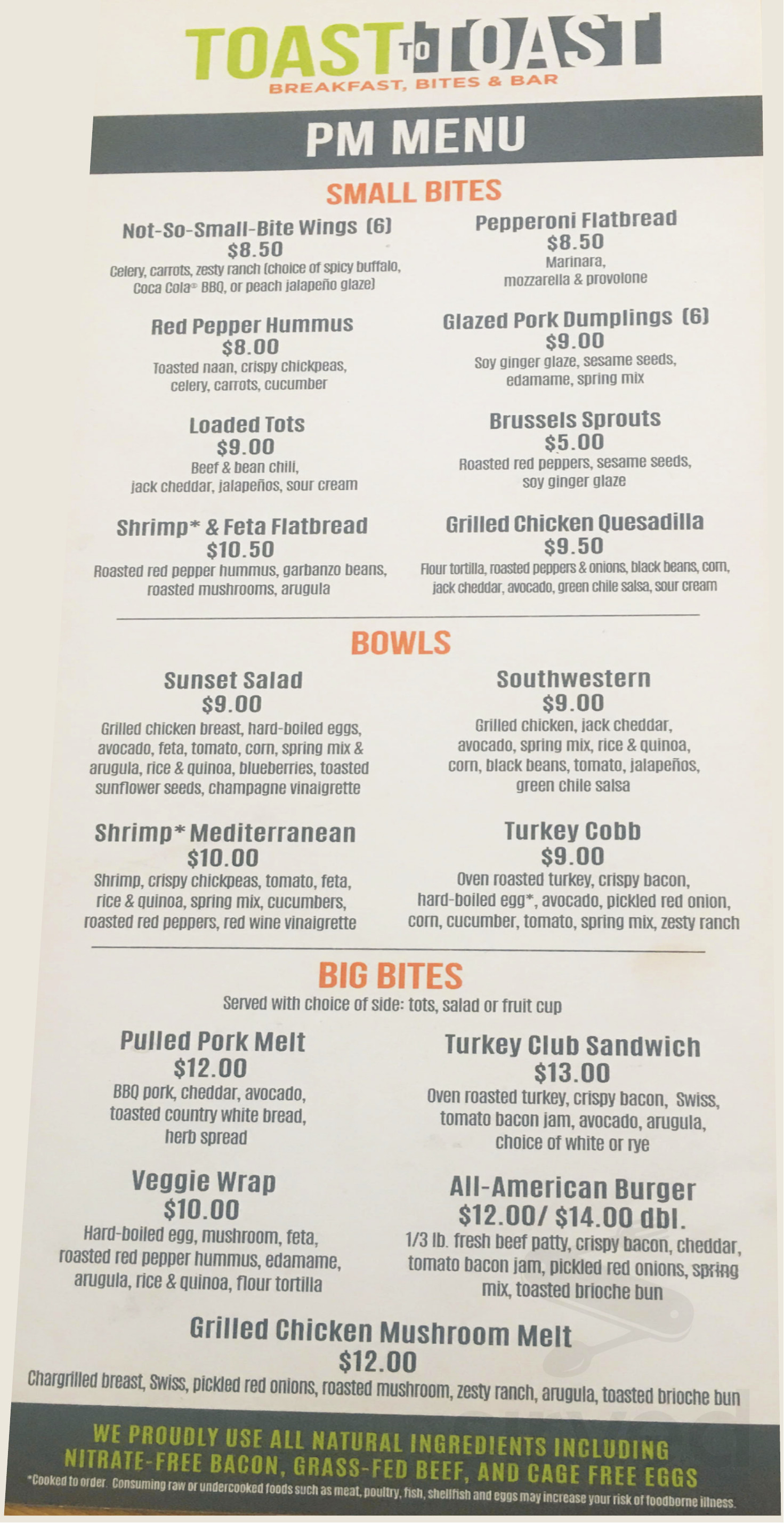 Menu - Fayetteville NC's Toast to Toast Breakfast, Bites & Bar | Sirved