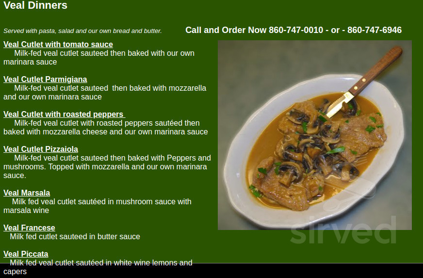 Sax Restaurant & Pizza menu in Plainville, Connecticut, USA