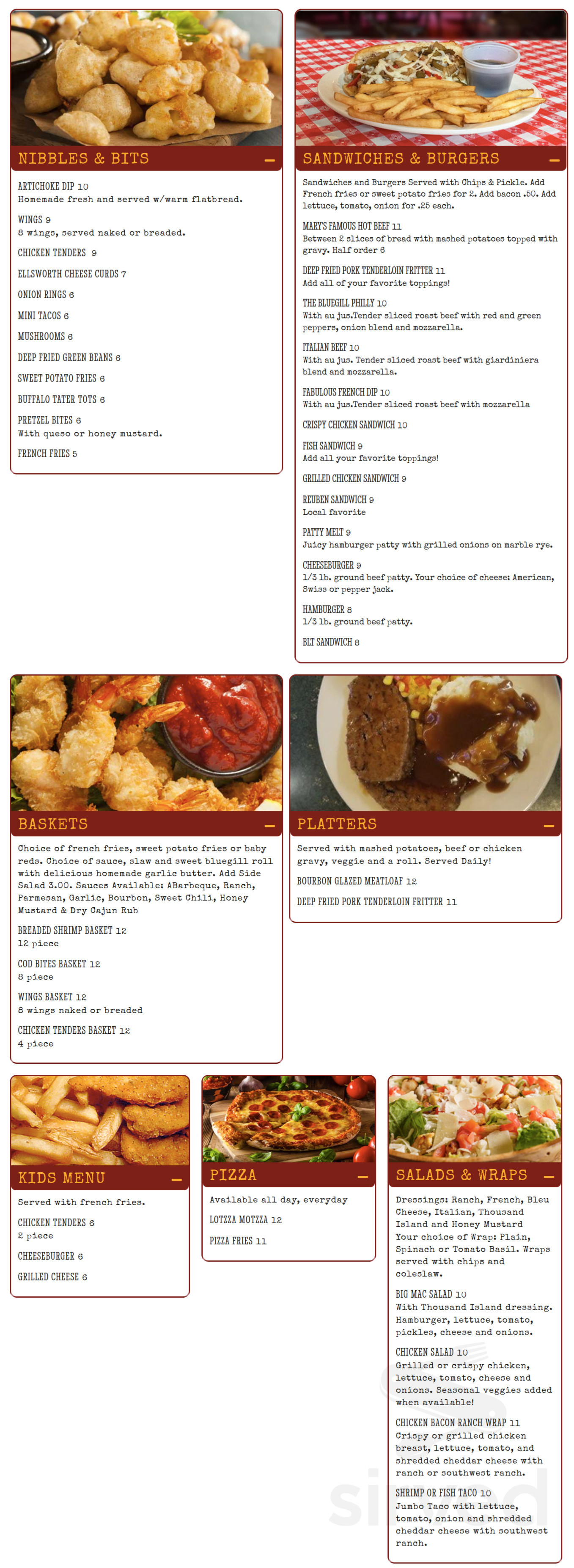 Mary's Bluegill Bar & Grill menus in Birchwood, Wisconsin, United States