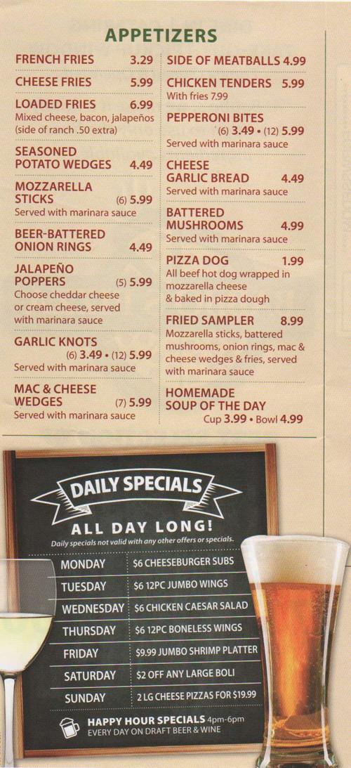 Babbo's Pizza menu in Elizabethtown, Pennsylvania, USA