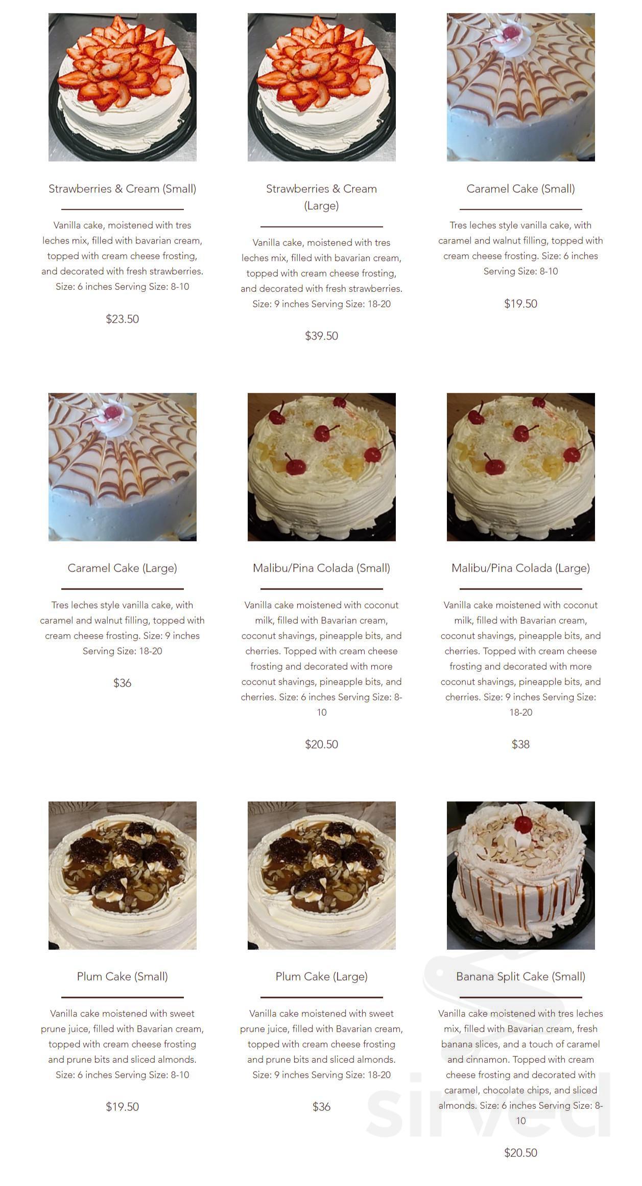 Dolce Pastello menu in Tucson, Arizona, USA