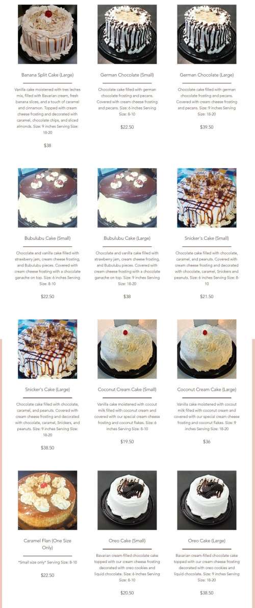 Dolce Pastello menu in Tucson, Arizona, USA