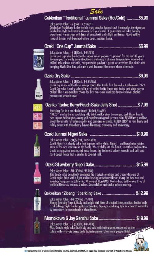 Miyabi Sushi menu in Richmond, Virginia, USA