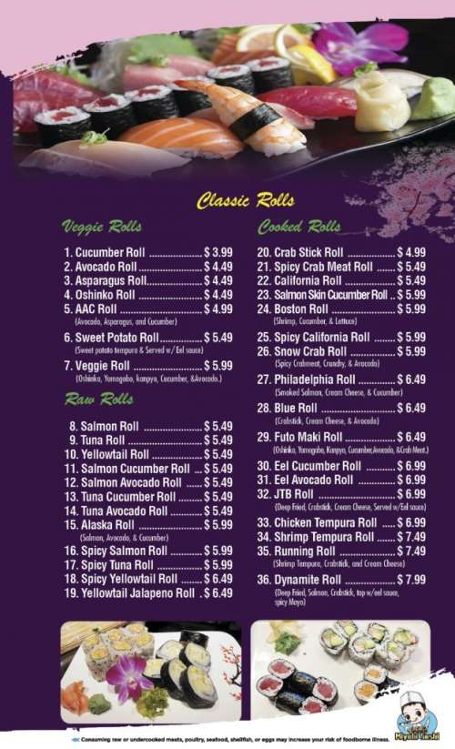 Miyabi Sushi menu in Richmond, Virginia, USA