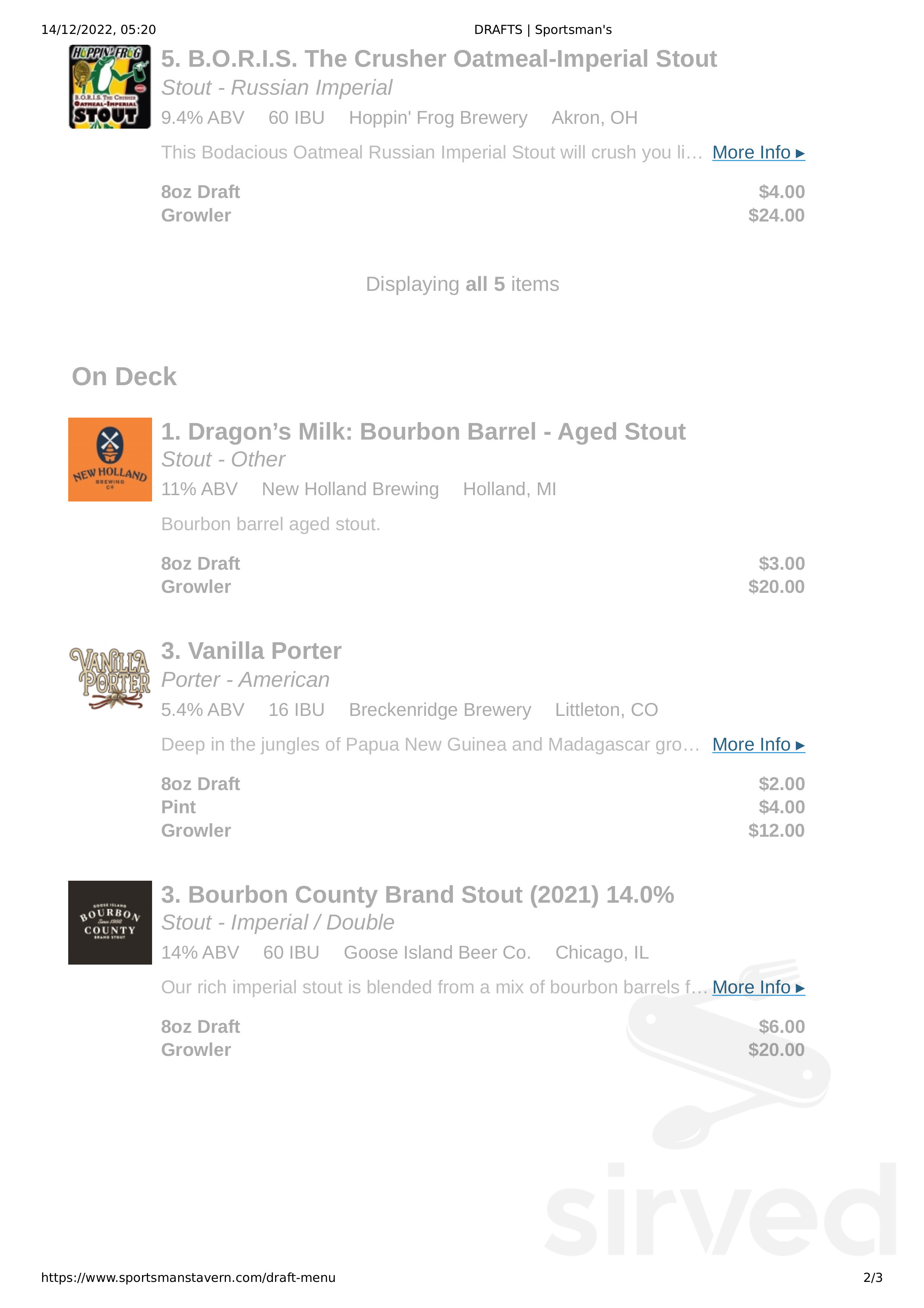 Hop Garden menu in Mt Sterling, Illinois, USA