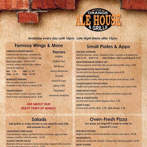 Orange Ale House & Grille menu in Orange, Connecticut, USA