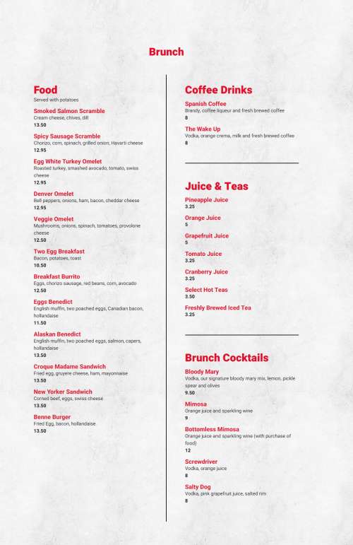 Tavern 23 menu in Edina, Minnesota, USA