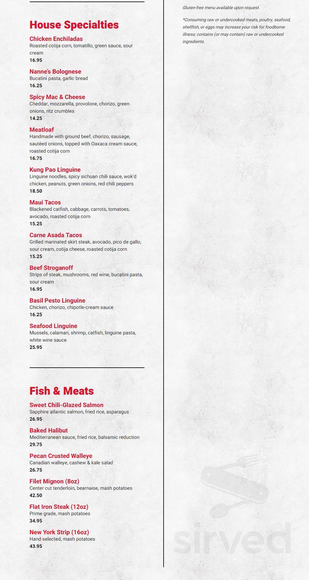 Tavern 23 menu in Edina, Minnesota, USA