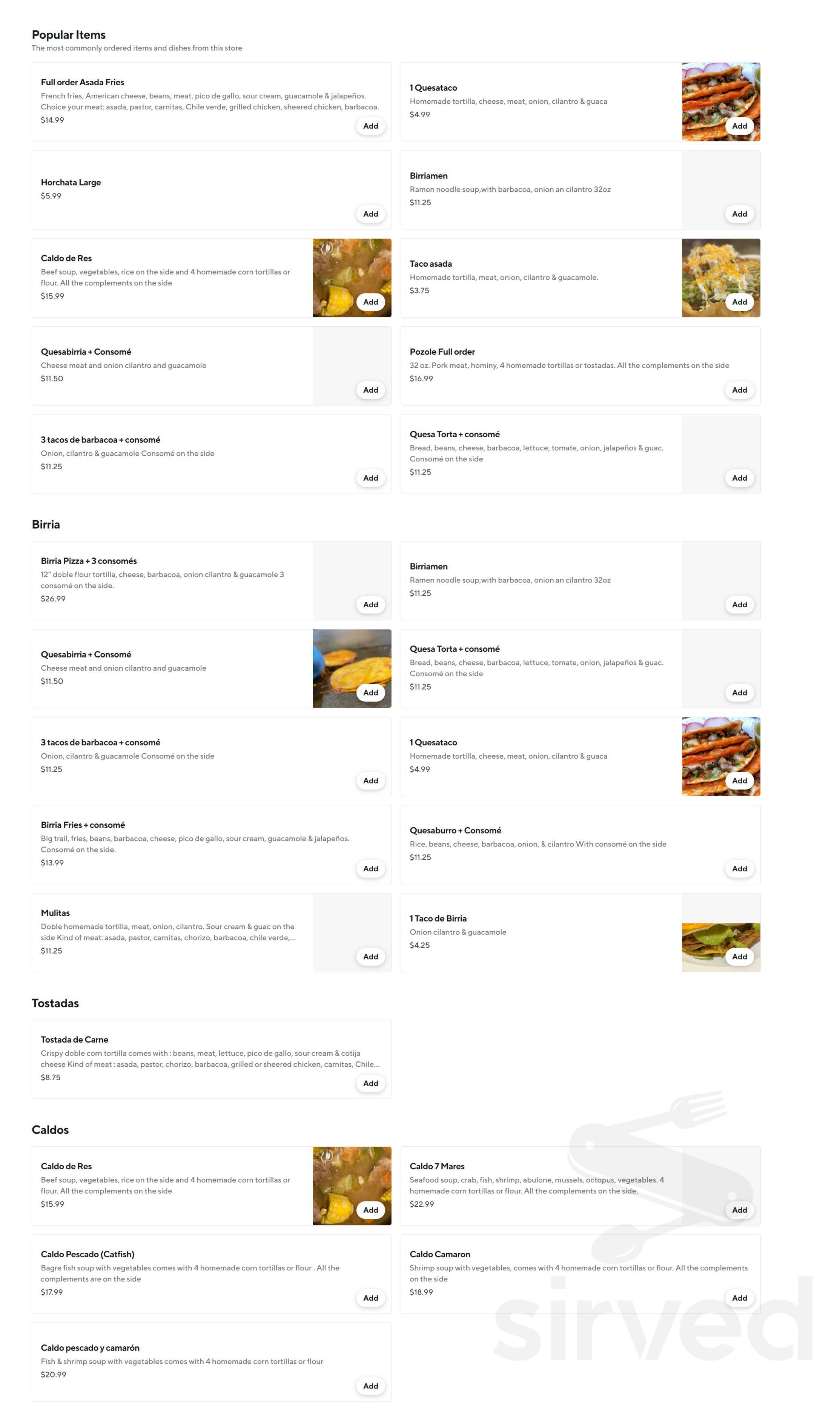 Don Chepe menu in Tulare, California, USA