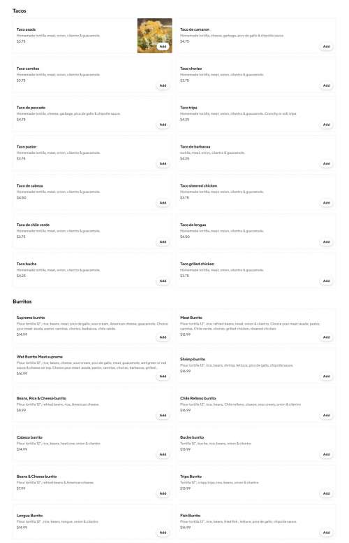 Don Chepe menu in Tulare, California, USA