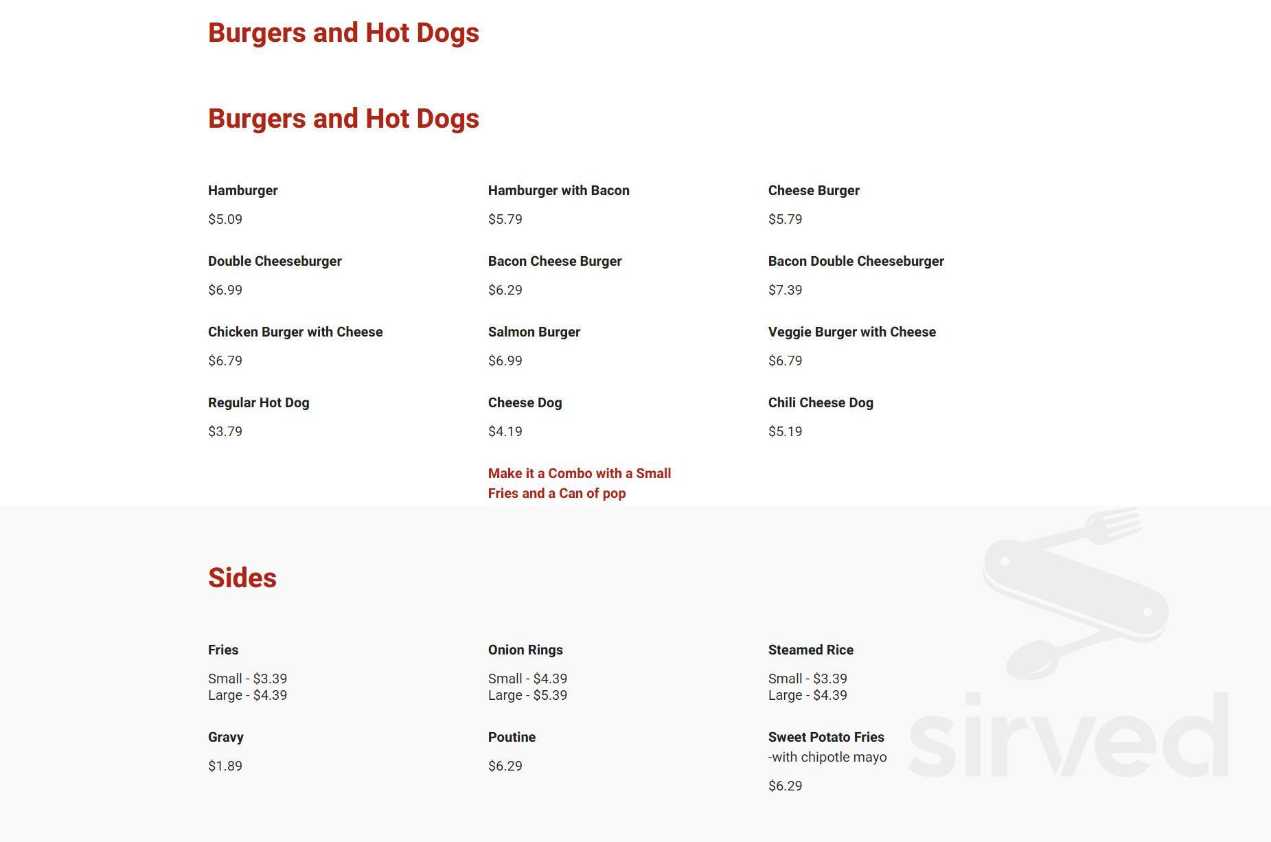 Menu for Duffin's Donuts in Vancouver, British Columbia, Canada