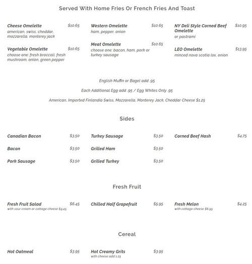 Imperial Diner menu in Freeport, New York, USA