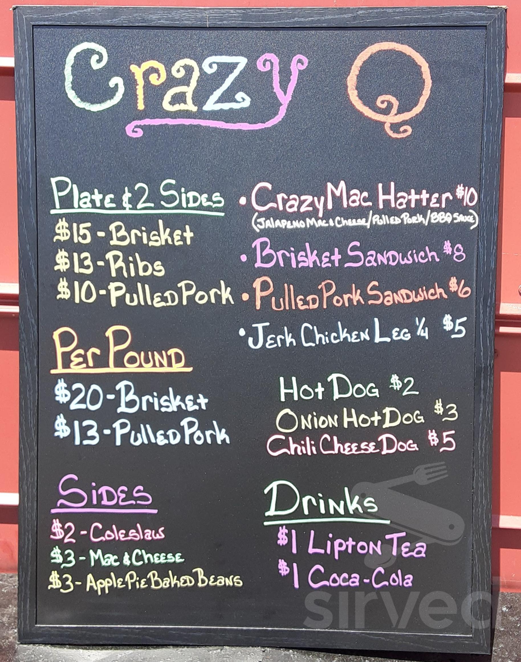 Crazy Q menu in Cape Coral, Florida, USA