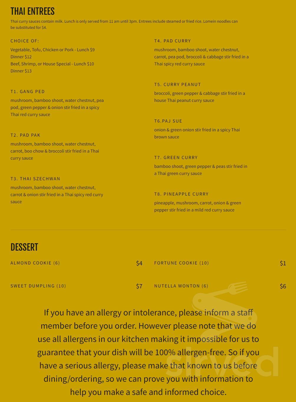 Menu - Grayling MI's Mai Mai Asian Cuisine | Sirved