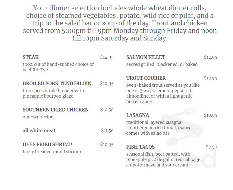 The Courier Café menu in Urbana, Illinois, USA