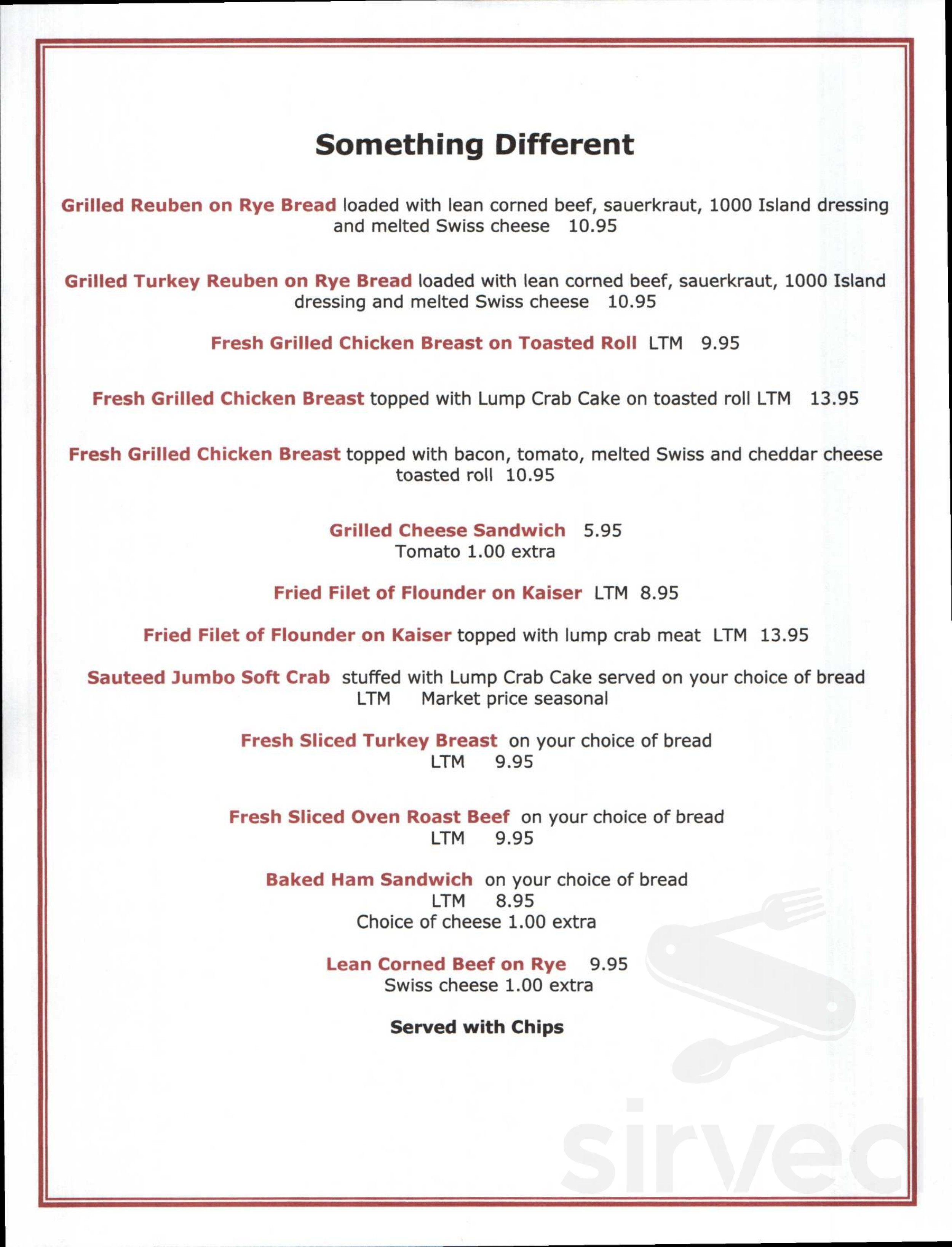 Mamie's Cafe menu in Aberdeen, Maryland, USA