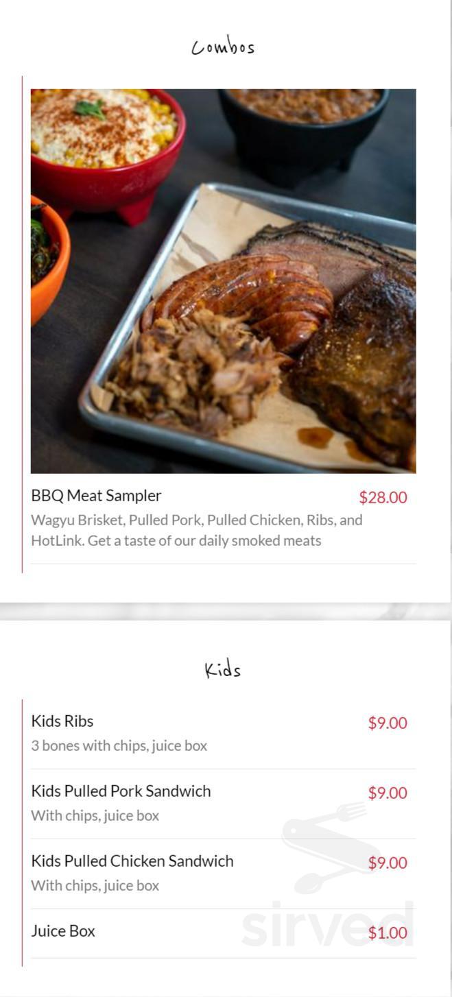 Beach Avenue BBQ menu in Brookfield, Illinois, USA