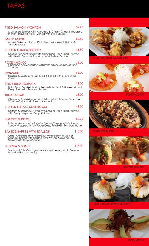 Buddha's Favorite menu in Newport Beach, California, USA