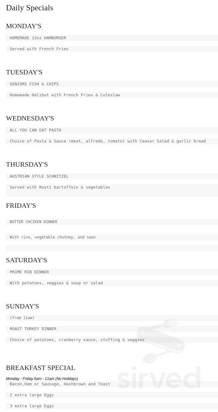 Mo's Family Restaurant menus in Oakville, Ontario, Canada