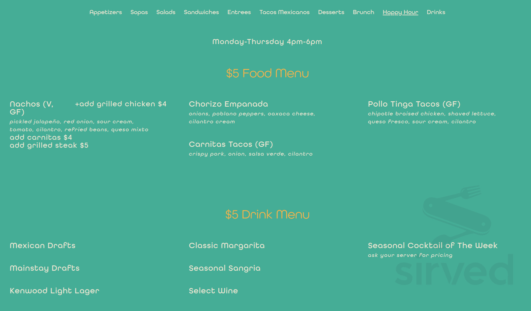 Menu - Philadelphia PA's Juno | Sirved