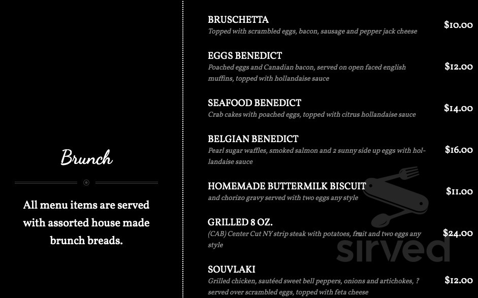 The Left Bank menu in Buffalo, New York, USA