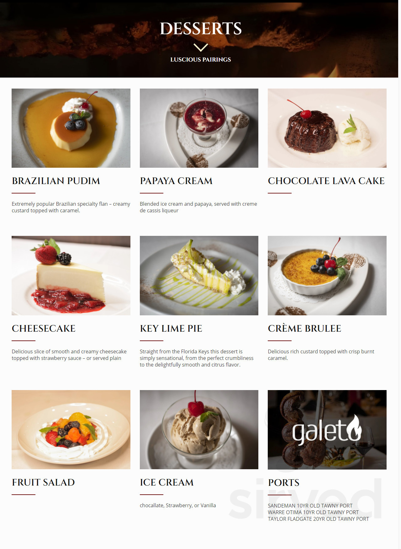 Galeto Brazilian Steakhouse menu in Chandler, Arizona, USA