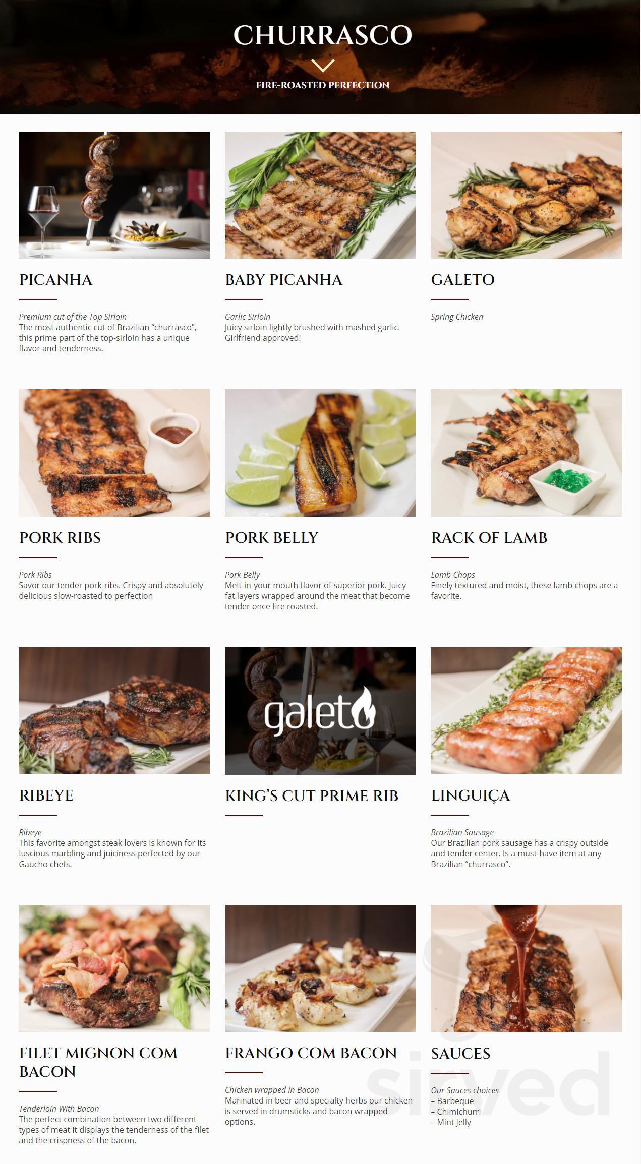 Galeto Brazilian Steakhouse menu in Chandler, Arizona, USA