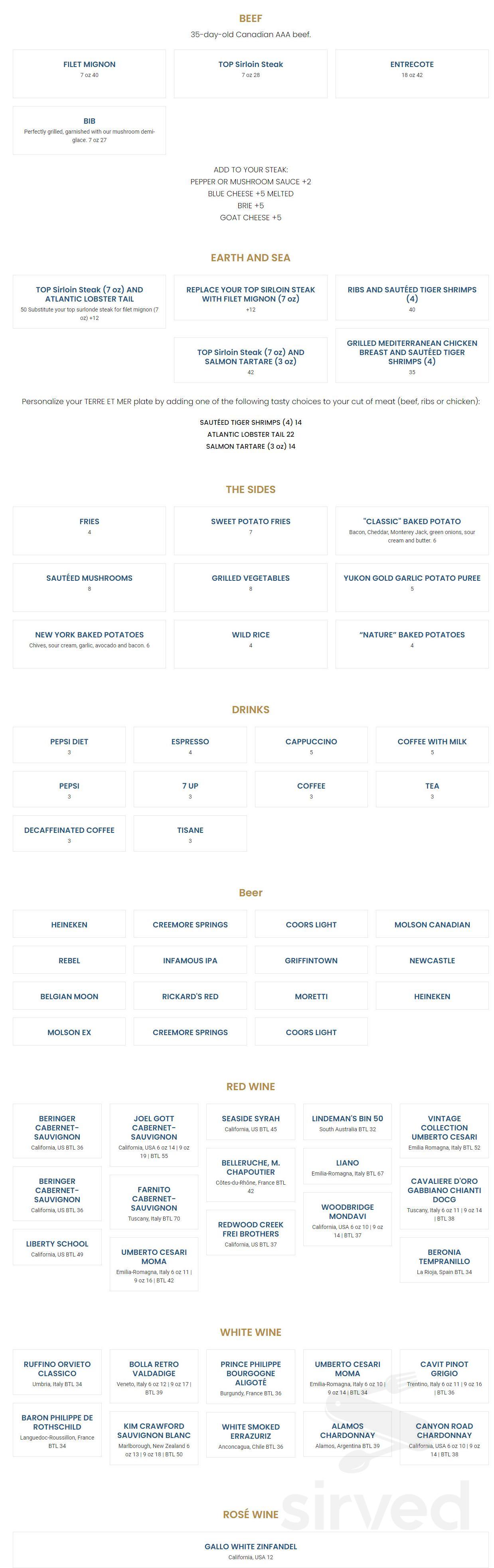 Madisons Restaurant & Bar menu in Laval, Quebec, Canada