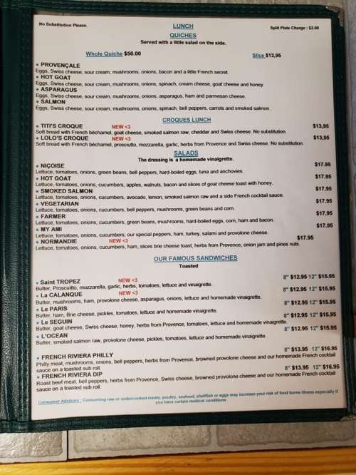 Mademoiselle Paris - French Restaurant and Bakery menu in Sarasota ...