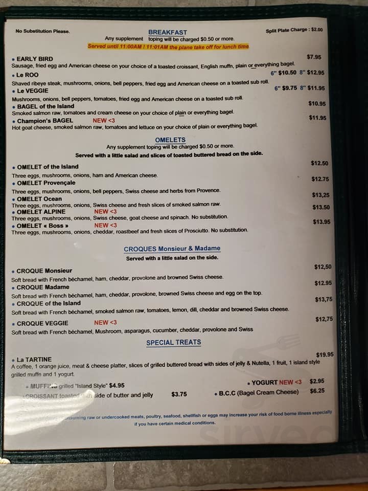 Mademoiselle Paris - French Restaurant and Bakery menu in Sarasota ...
