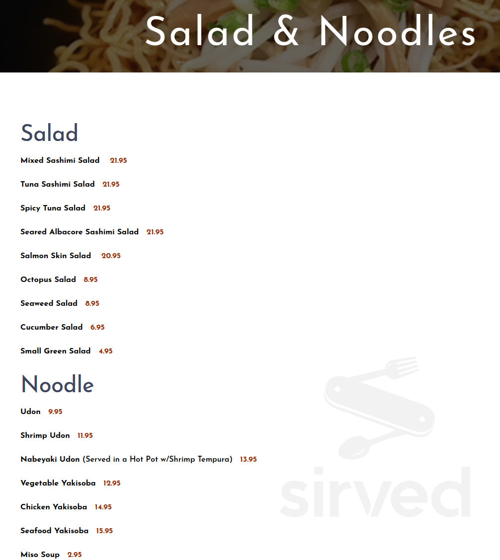 Blue Fish Japanese Restaurant menus in Montrose, California, United States