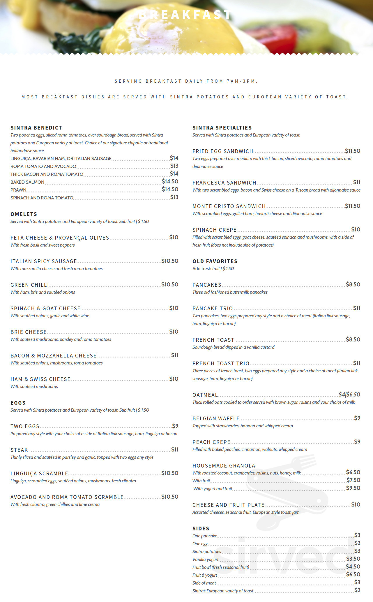 Sintra Restaurant menus in Bend, Oregon, United States