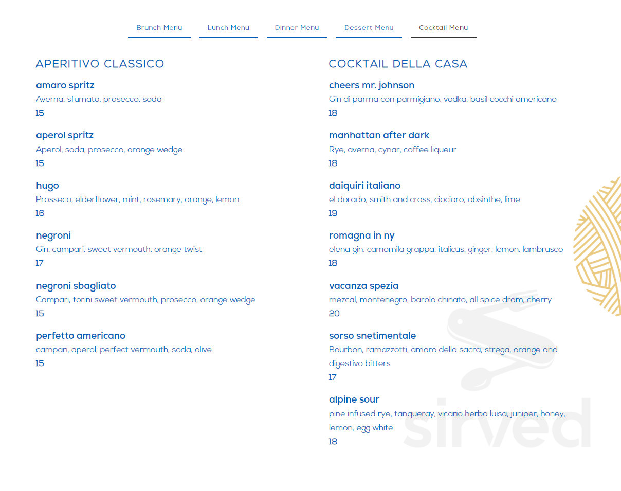 Rezdôra menu in New York, New York, USA