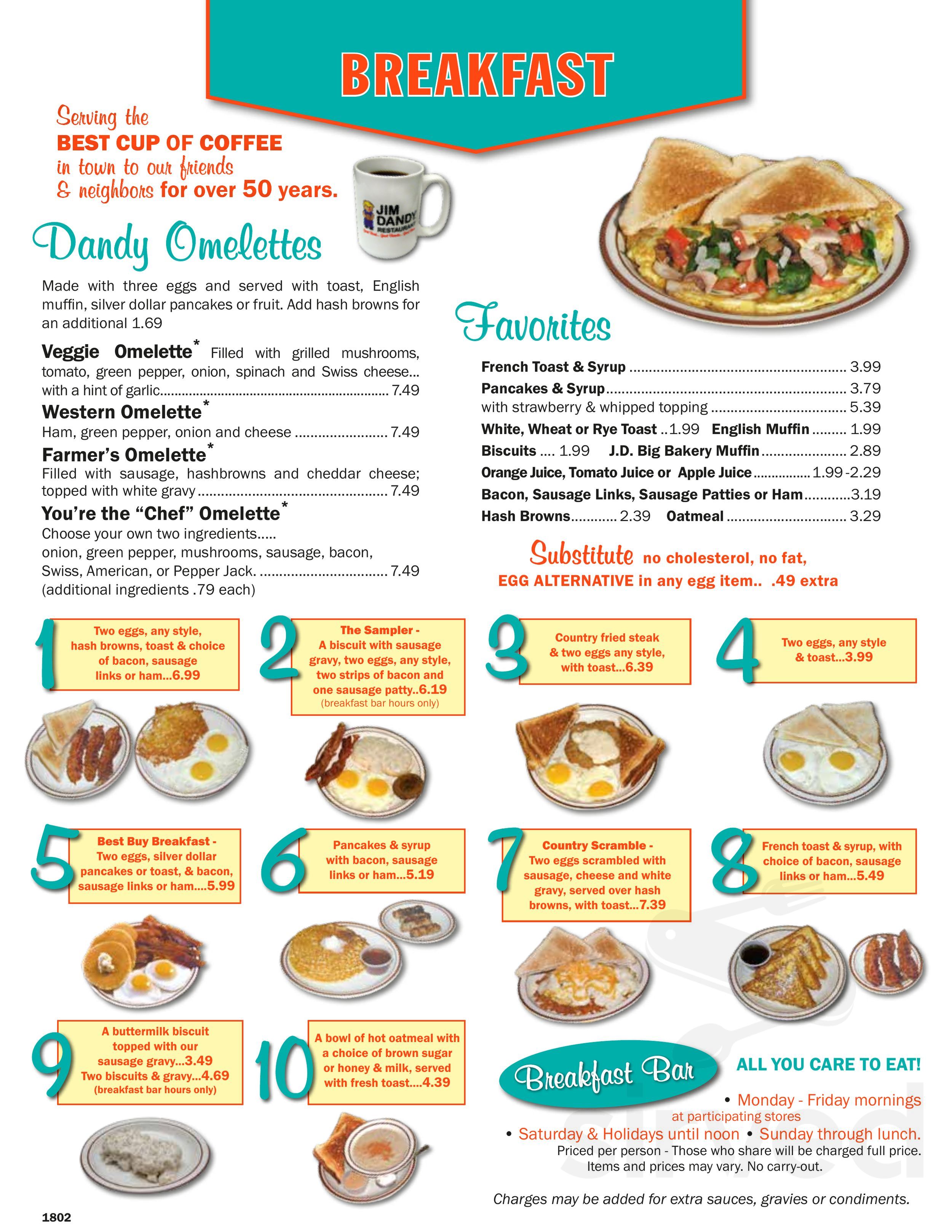 Jim Dandy Restaurant menu in Tipton, Indiana, USA
