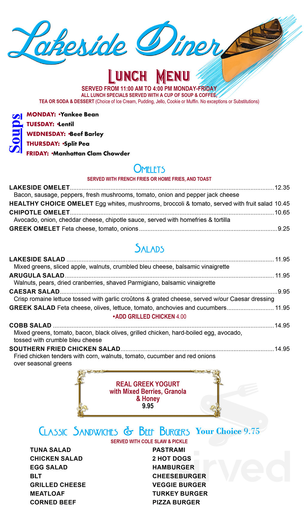 Menu for Lakeside Diner in Ringwood, NJ | Sirved
